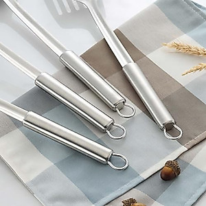 Pleafind 2-Pcs Ladle and Slotted Spoon, Soup Ladle and Strainer, Stainless Steel Cooking Utensils, Wok Utensils for Home and Restaurant, Dishwasher Safe