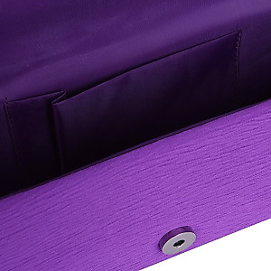 Premium Matte 2-Tone Bow Front Flap Clutch Evening Bag, Purple