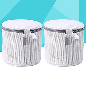 TOPBATHY Laundry Wash Bag Mesh Pouches for Bra Underwear Stockings Blouse Shoes Reusable Washer Protector Baby Kids Girls Clothing with Zipper 2pcs (White)