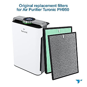 Turonic PH950_F - 4-in-2 Replacement Filter for PH950 Air Purifier, True HEPA13, Cotton, Activated Carbon, Cold Catalyst