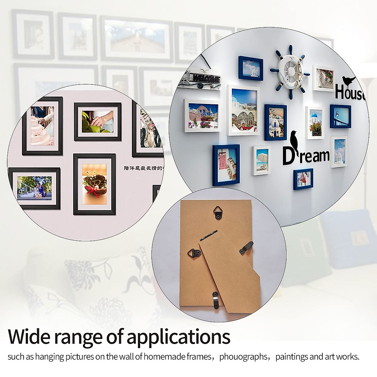 Unlorspy 50 PCS Picture Frame Turn Buttons Metal Bow Shape Photo Frame Backing Clips Hardware with Screws for Hanging Pictures, Drawing, Photos, Crafts (1Inch ,Black)