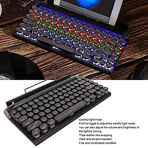 Typewriter Keyboard Mechanical, Typewriter Retro Mechanical Gaming Keyboard with RGB Backlight 83 Keys Metal Round Keycap, Retro Typewriter Keyboard for PC (Black)