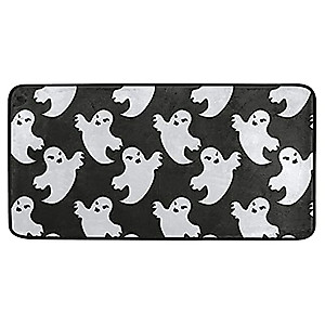 Halloween Ghost Kitchen Rug Non-Slip Black Kitchen Floor Mat Washable Kitchen Carpet Anti Fatigue Kitchen Mat Bath Decor and Accessories 39x20 Inch