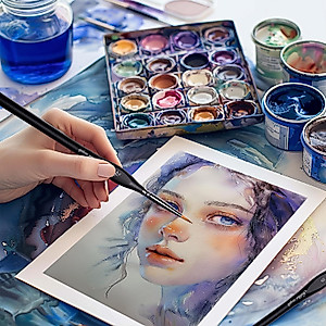 Miniature Paint Brushes, 15PC Model Brushes Micro Detail Paint Brush Set, Fine Detailing for Acrylics, Oils, Watercolors & Paint by Number, Citadel, Figurine, Warhammer 40k (Black)