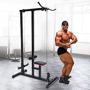 Debonla Body LAT Pull Down Machine Low Bar Cable Fitness Training Weigh Home Gym Sports Black Max 395lb