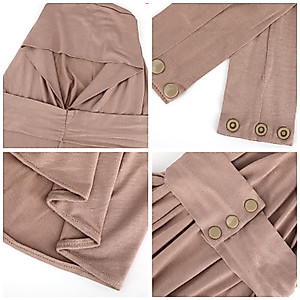 PHOGARY 2 PCS Snap Hijab for Women, Islamic Muslim Ready To Go Instant Hijab for Women Hijab Undercap with Tie Back Buttons Solid Color Modal Head Wraps Hair Wraps Turbans for Women, Khaki+Beige