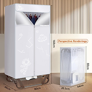 Uten Clothes Dryer, 1500W Power Electric Clothes Dryer Machine with Timer, 2-Tier Laundry Drying Wardrobe, Foldable Clothes Drying Rack and Dryer for Travel, Apartments, RV, Home