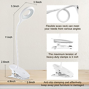 EXTRASTAR Book Light, 24 LEDs USB Reading Lamp, Clip on Light with 3 Color Modes, Touch Control Unlimited Dimmable Eye Protection Desk Light for Headboard, Home, Dormitory, Office