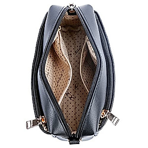 KKXIU Triple Zip Lightweight Small Crossbody Bags for Women Quilted Shoulder Purses and Handbags (B-khaki)