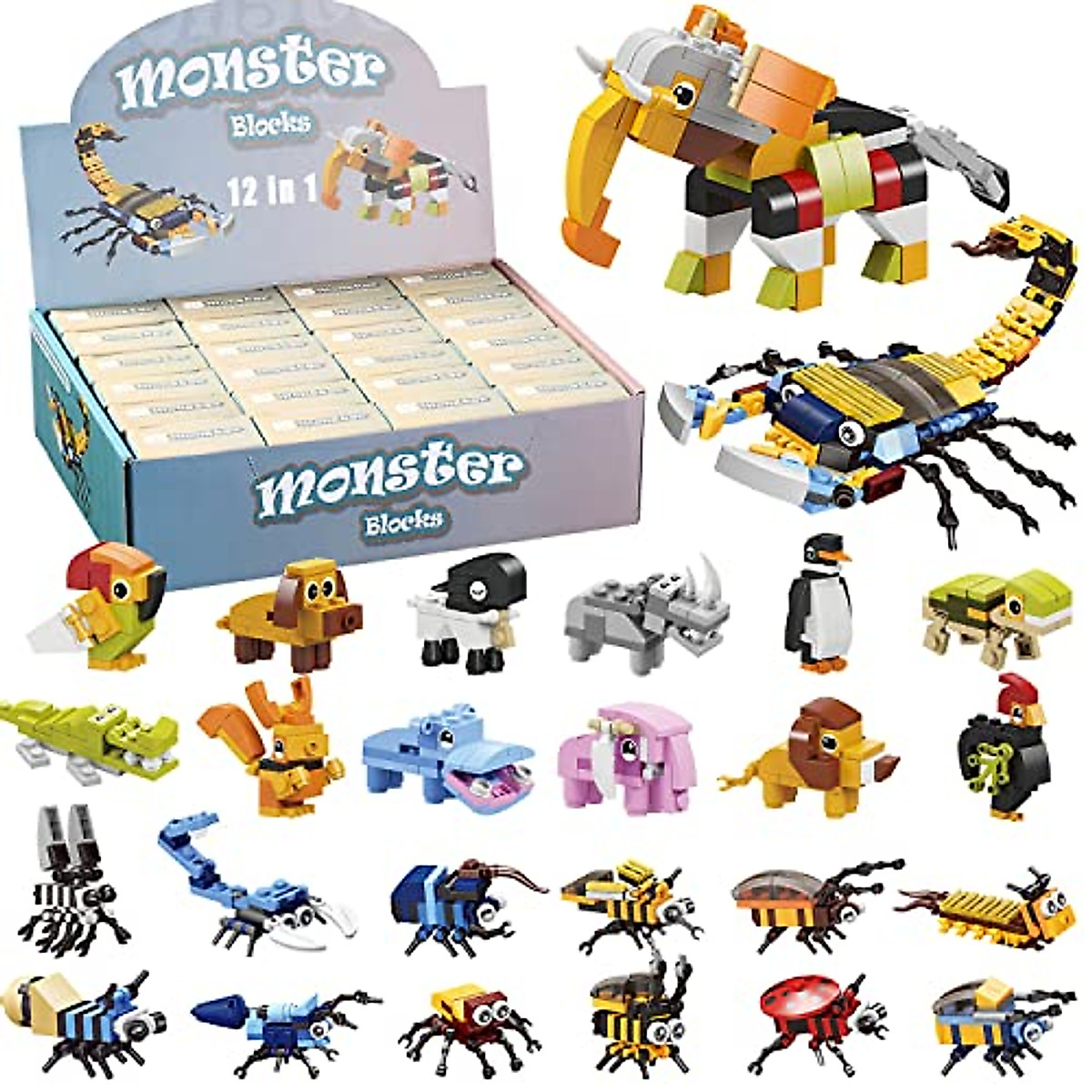 Easter Day Gifts for Kids Classroom Party Favors Animal Building Blocks for Boys Girls Teens Toys Stocking Stuffers School Cards Easter Basket Age 5 6 7 8 9 10 11 12 Year Old Classroom