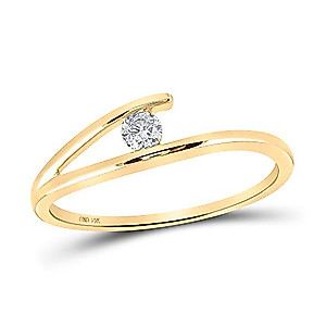 14kt Yellow Gold Womens Round Diamond Solitaire Promise Ring 1/10 Cttw