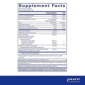 Pure Encapsulations Hair/Skin/Nails Ultra | Supplement for Collagen, Anti Aging, Keratin, Antioxidants, Skin Hydration, Health, Hair, and Nails* | 60 Capsules