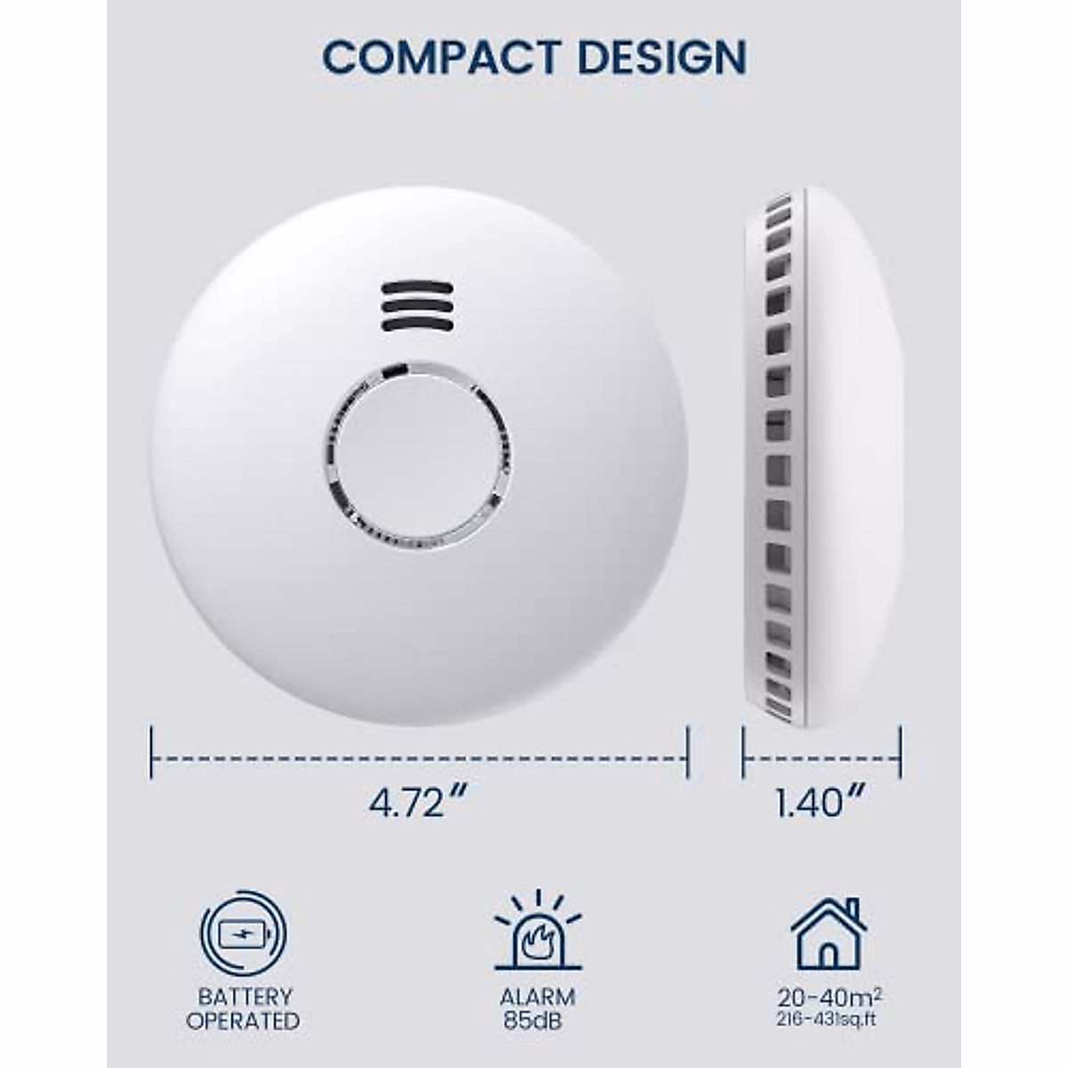 Ecoey WiFi Smoke Detector, WiFi Smoke Alarm with Photoelectric Technology and LED, Smoke Alarm with Test&Silence Function and Low Battery Warning for Home (Not 5G), TUYA APP, FJ158D-H04, 2 Packs