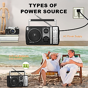 LEOTEC AM FM Radio, Portable Bluetooth Radio, Plug in Wall or Battery Operated Best Reception with Headphone Jack, Handheld Great for Home, Outdoor, Red