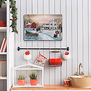Renditions Gallery Christmas Tree Farm Wall Art, Country Winter Scene with Red Barn, Charming Decorations, Premium Gallery Wrapped Canvas Decor, Ready to Hang, 8 in H x 12 in W, Made in America (WC26-IHNH066-812)