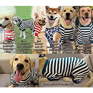 Uadonile Dog Pajamas,95% Cotton Thermal Jumpsuit,Comfortable Striped PJS,Size from XS-XXXL,for Small Large Dog Breeds,Pink,Large,L.