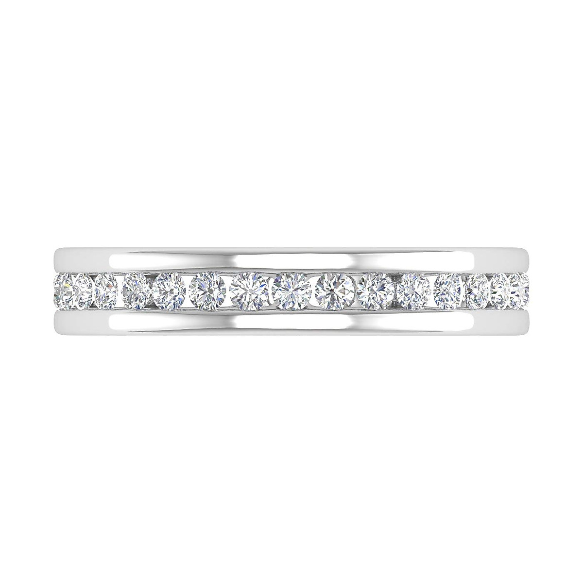 1/2 Carat Channel Set Diamond Wedding Eternity Ring Band in 14K White Gold (Ring Size 6)