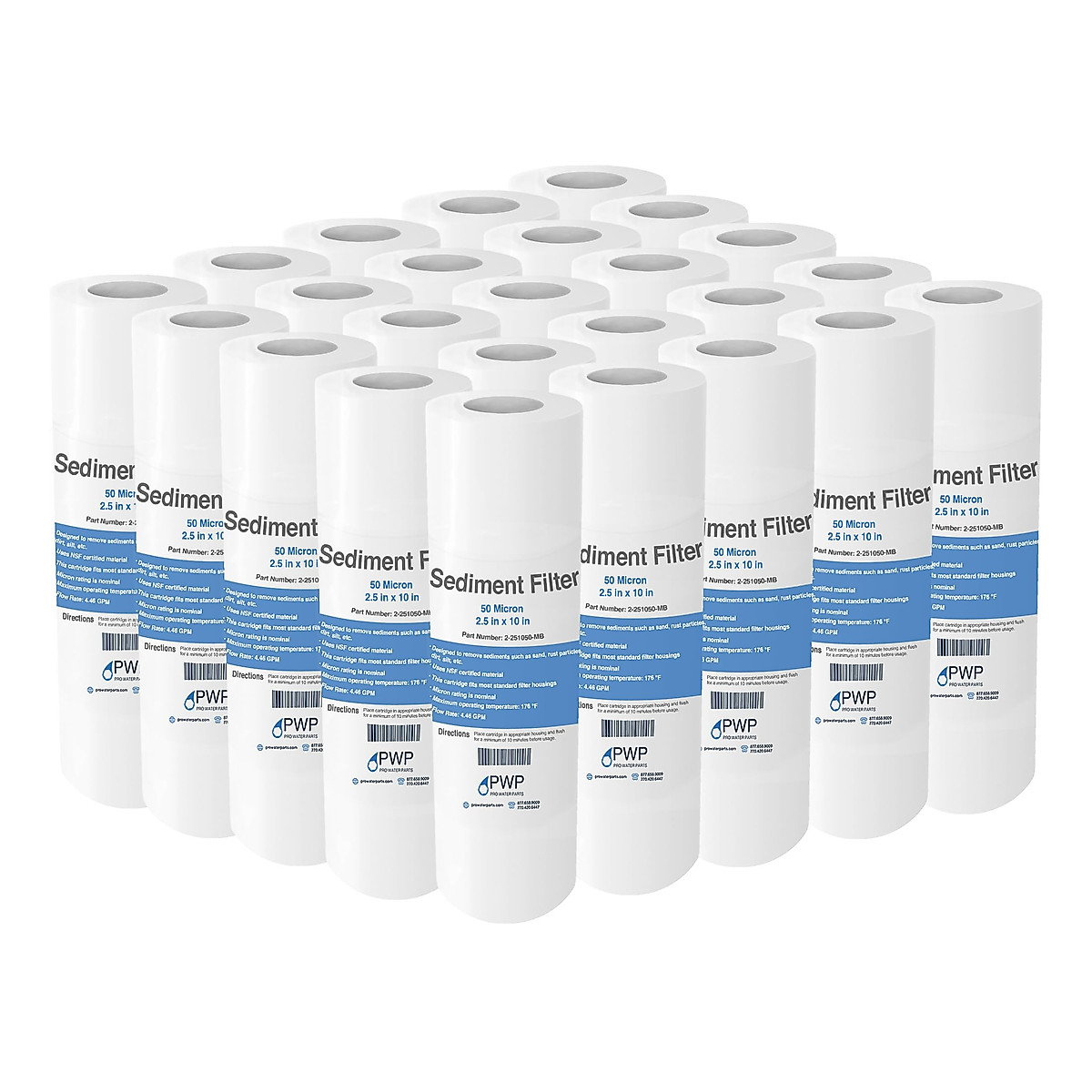 Sediment Melt Blown Water Filters 10x2.5" Standard 50 Micron 25 Pack