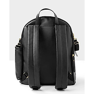Skip Hop Diaper Bag Backpack: Greenwich Multi-Function Baby Travel Bag with Changing Pad and Stroller Straps, Vegan Leather, Black (Discontinued by Manufacturer)