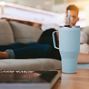 JEAREY 40oz Tumbler with Handle, Stainless Steel Tumbler with Lid and Straw, Insulated Tumbler Travel Mug for Hot Beverages and Cold Drinks, Tumblers for Cup Holders,Keep Cold for 24 Hours, Blue