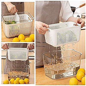N 3 PACK Produce Saver Storage Containers, Vegetable Storage Containers Fruit and Salad Partitioned Food Storage Container with Vents Stay Fresh Containers for Refrigerator