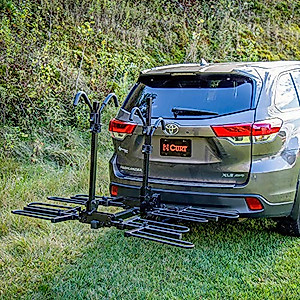 CURT 18087 Secure Locking Tray-Style Trailer Hitch Bike Rack Mount, Fits 2-Inch Receiver, 4 Bicycles