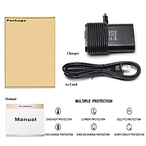 65W Type C USB C Charger LA65NM170 DA65NM170 for Dell Chromebook 11 3380 5190;Inspiron 13 5310;Latitude 12 5285 5289 5290 5300 5400 5500 7200 7275 7285 7300 7370 7389 7390;XPS 9250 9350 9360 9365 9370