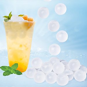 100 Pack Reusable Ice Cube for Drinks, Clear Round Shape Plastic ice Cubes Without Diluting BPA Free, Refreezable Ice Cubes for Coffee, Wine, Whiskey, Cocktails (Transparent)