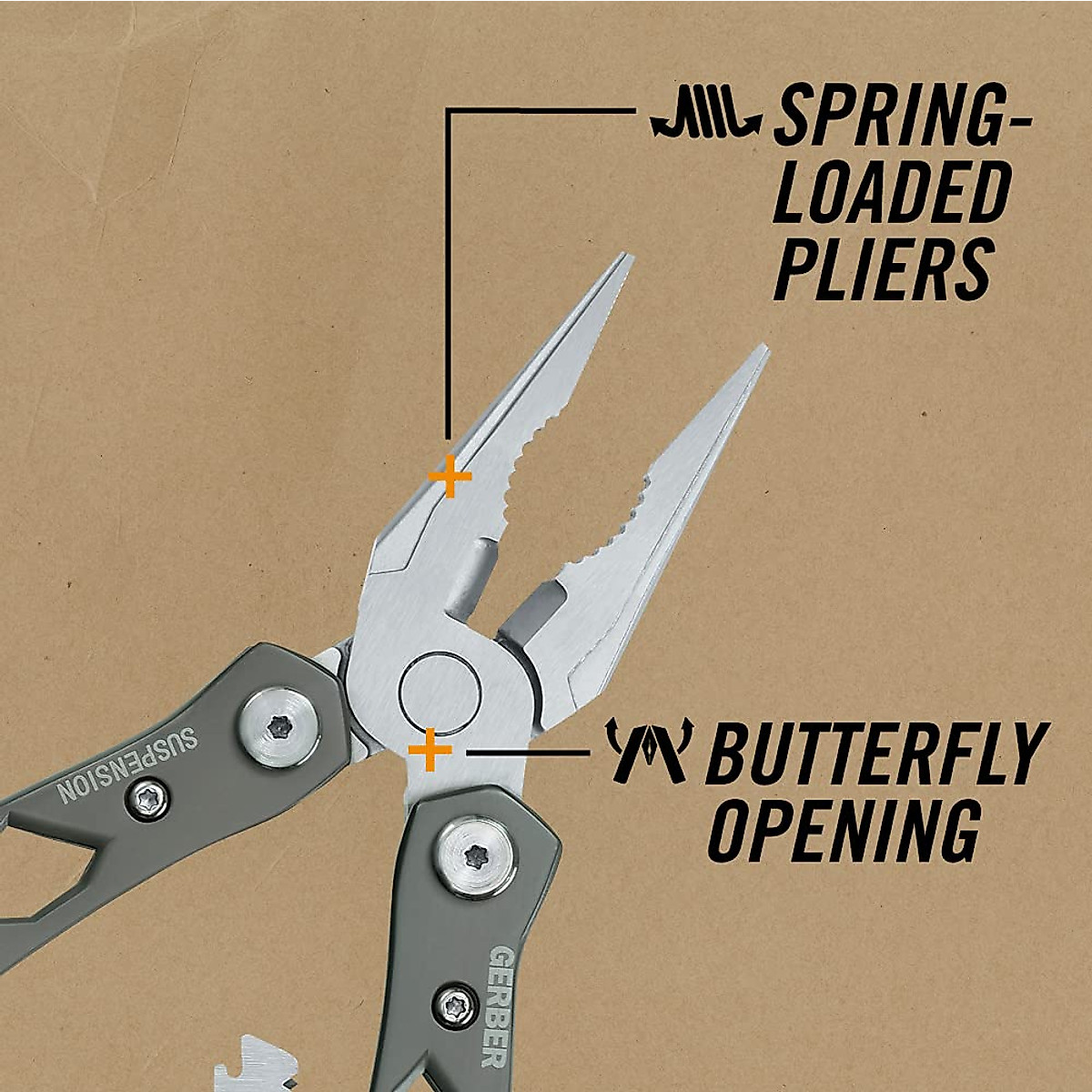 Gerber Gear Suspension 12-in-1 Needle Nose Pliers Multi-tool - Multi-Plier, Wire Cutter, Crosspoint and Flathead Screwdriver Set, Small Scissors - EDC Gear and Equipment - Gifts for Men - Gray