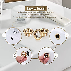 SKYPIA 4 Pcs Sink Overflow Ring Set Bathroom Accessary Kitchen Bathroom Sink Basin Overflow Cover Vanity Sink Overflow Cover (Gold)