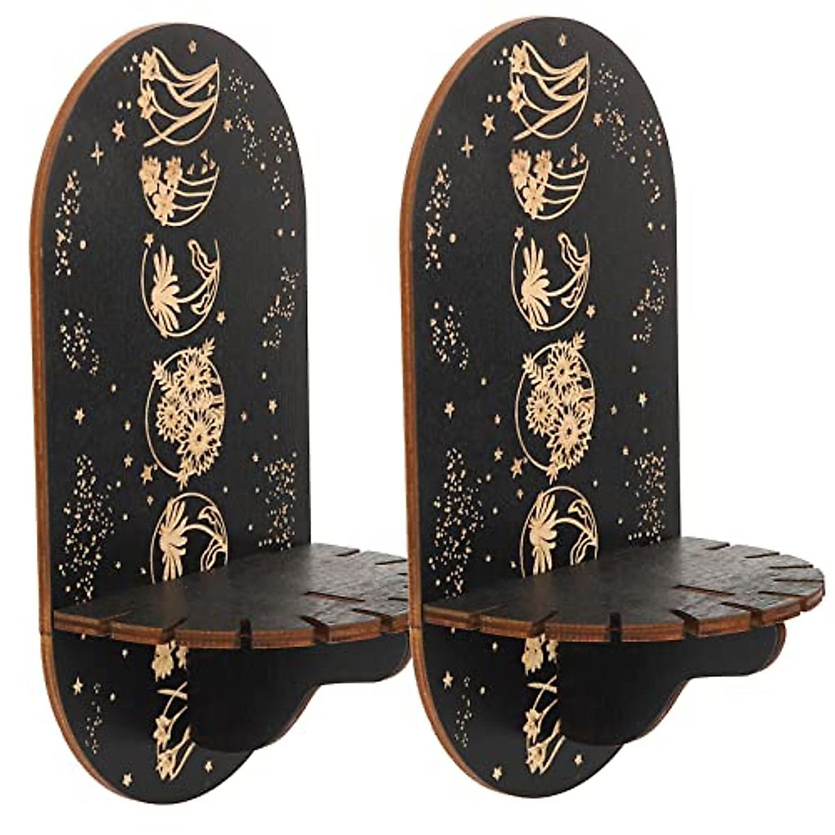 Amosfun 8 pcs Bed Wall Stones Organizer Phrase Crystals Style Divination Rack Stone Essential Shelf Rustic Supplies Mount Wooden Decoration Wood Decorative Shelves Floating Wiccan