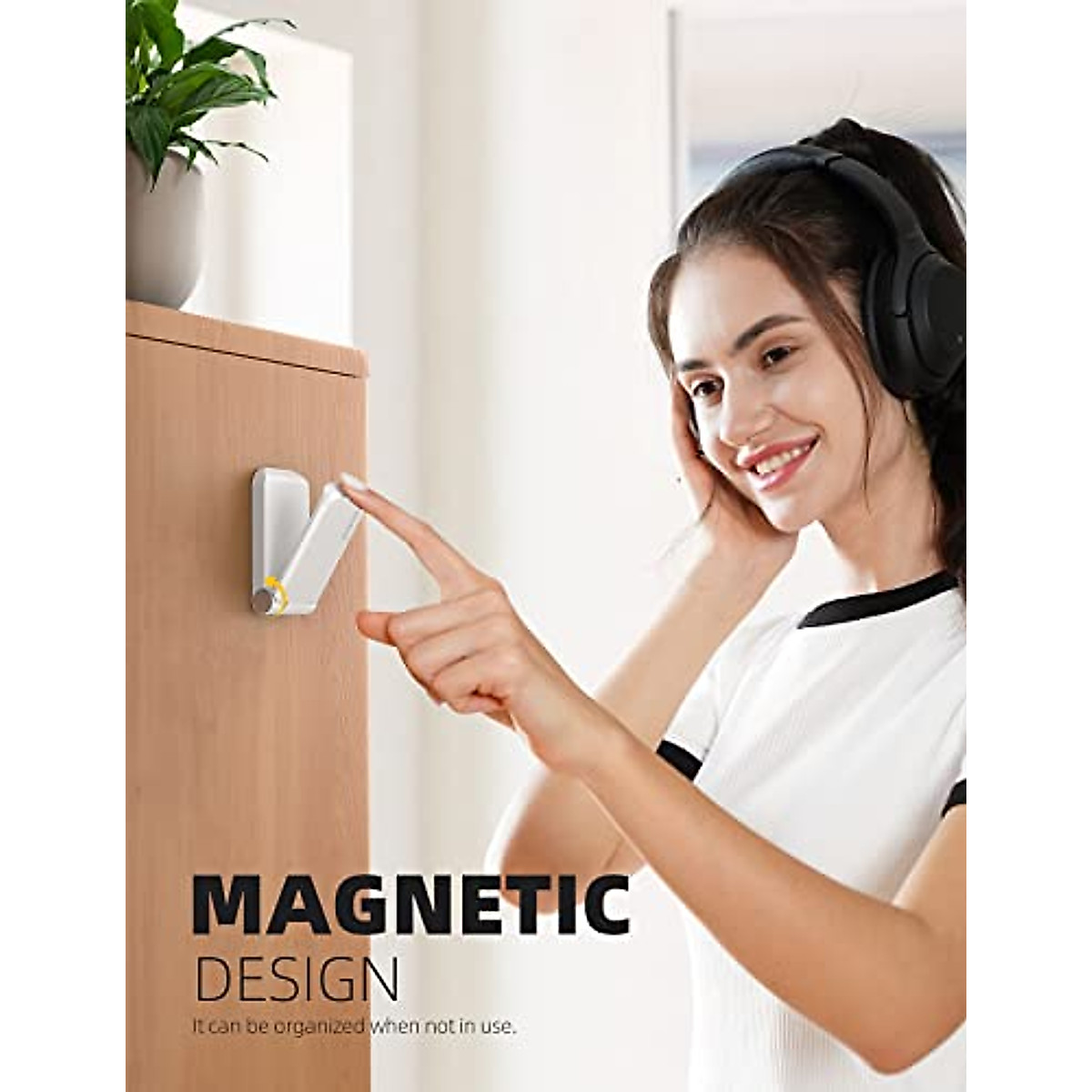 Lamicall Headphone Stand, Sticky Headset Hanger - 2 Pack Adhesive Headphone Holder Hook Mount, Headset Holder Clip Under Desk, Earphone Clamp for Airpods Max, HyperX, Sennheiser, White