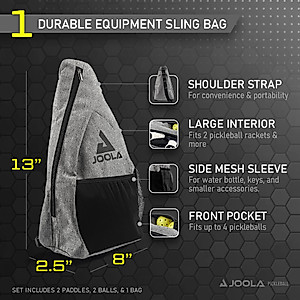 JOOLA Essentials Pickleball Paddles Set with Reinforced Fiberglass Surface and Honeycomb Polypropylene Core - Includes 2 Pickleball Rackets, 2 Pickleball Balls, and Sling Bag