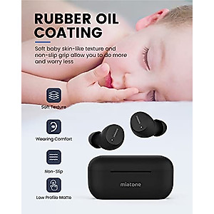 MIATONE Austin - Bluetooth 5.1 Wireless Earbuds with Rubber Oil Type-C Charging Case 94dB Hearing Protection Earphones with Mics CVC8.0 Clear Call 40H Headphones for Kids Men Women Gift - Matte Black