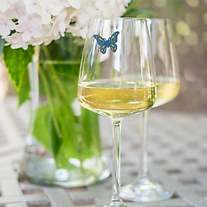 Simply Charmed Butterfly Magnetic Wine Glass Charms - 6 Wine Magnet Drink Markers - Fun Gift for the Gardener