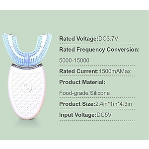 CeqCin Adult Sonic Electric Toothbrush Set U-Shaped Toothbrush 4 Modes Built-in Smart Timer Teeth Whitening Hands Free Toothbrush(Pink)