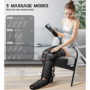 Gifts for Men, Women, Dad, Mom, Mothers Day, Fathers Day, Christmas, Birthday, Air Compression Massager with Heat for Foot, Leg, Knee, Works for Vericose Veins, Muscle Fatigue, Cramps, Swelling, Edema