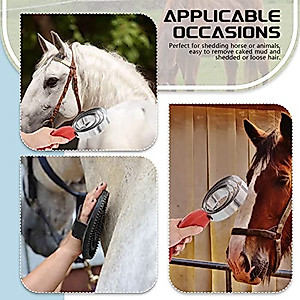 Cimeton 2Pcs Reversible Stainless Steel 4 Rings Curry Comb and Rubber Curry Grooming Brush, Soft Touch Grip Horse Brush Kit for Shedding Grooming Horses Dogs Goats