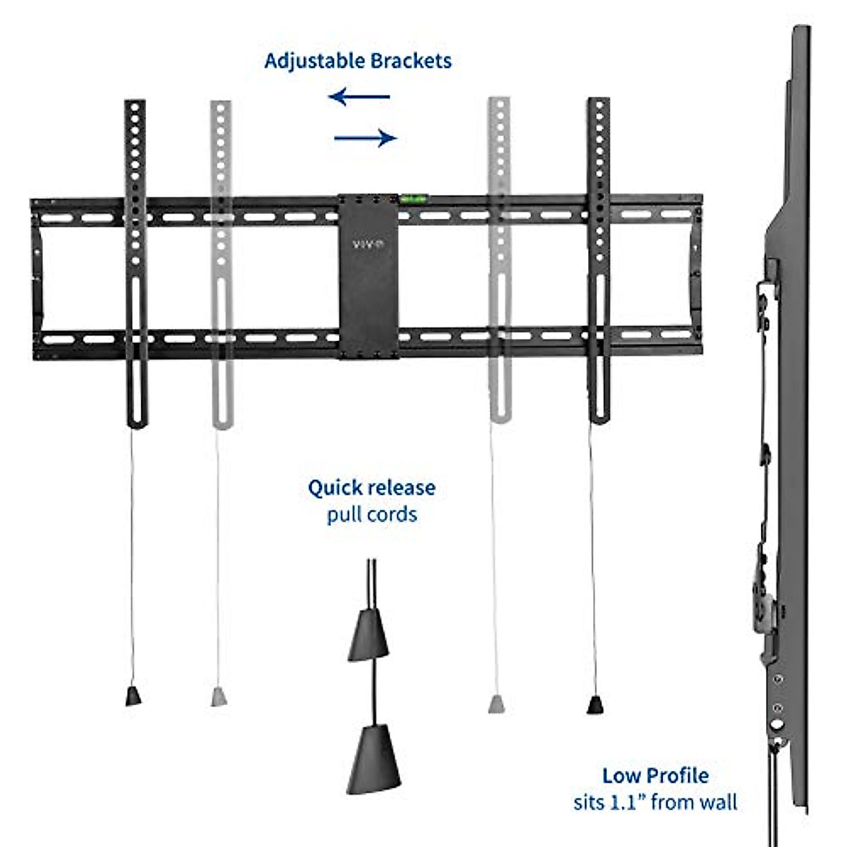 VIVO Ultra Heavy Duty TV Wall Mount for 43 to 90 inch Screens, Large Fixed Mount, Fits up to 800x400mm VESA, Black, MOUNT-VW090F