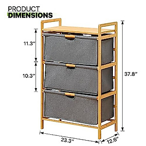 Magshion 3 Drawer Fabric Bin Storage Dresser Unit End/Side Table Nightstand Freestanding Organizer for Bedroom Living Room, Closet, Wide Chest of Drawers (3-Drawer)