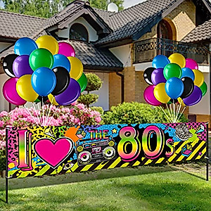 41 Pieces 80s Party Decoration Set I Love 80s Banner with 40 Balloons Large 1980s Hip Hop Sign Backdrop Retro Boombox Background for Hip Hop Party Photo Booth Props Supplies 70.8 x 15.7 Inch (80s)
