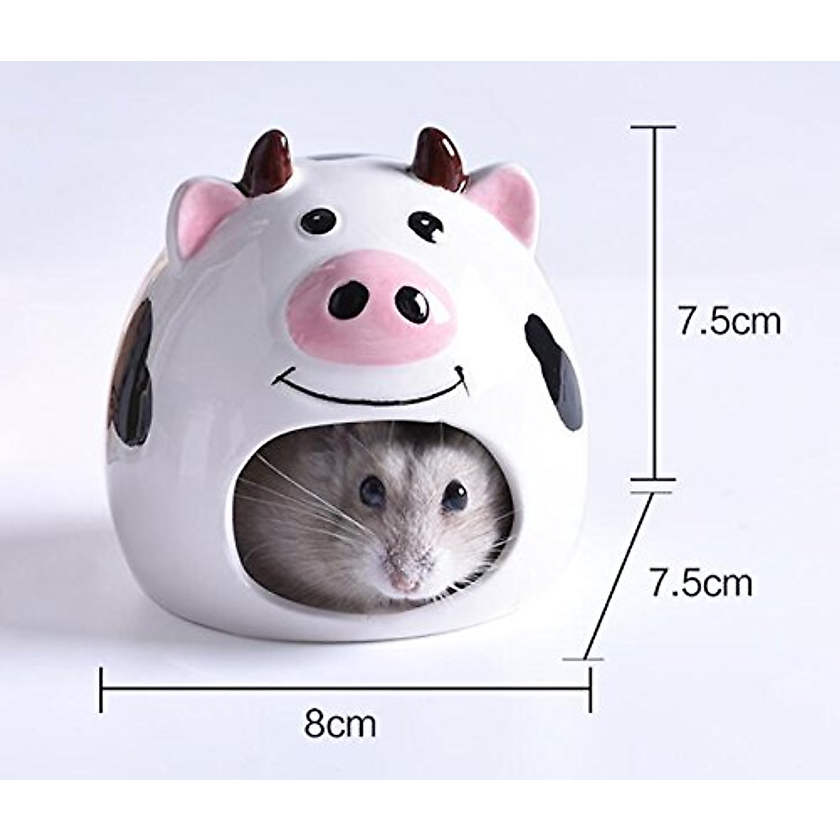 Small Animal Hideout Ceramic House Critter Bath House Cave Mini Hut Cage for Chinchilla Hamster (White)