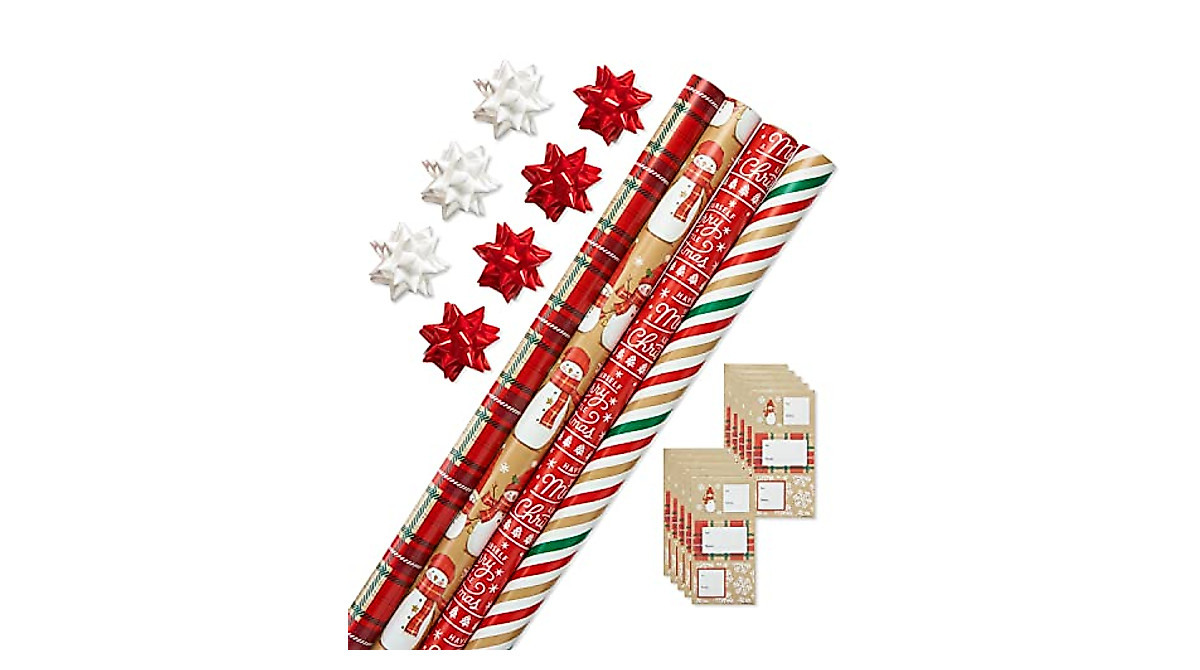 Christmas Wrapping Paper Kit | 4 Premium Rolls & Festive Accessories