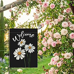 AVOIN colorlife Welcome Daisy Garden Flag 12 x 18 Inch Double Sided, Spring Summer Seasonal Holiday Yard Outdoor Flag