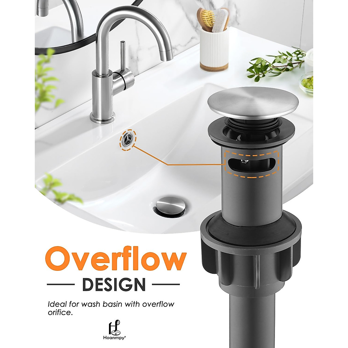Vessel Sink Drain Brushed Nickel,Bathroom Pop up Drain with Anti-Clogging Drain Strainer,Sink Drain Assembly with Overflow,Fits Standard American Drai