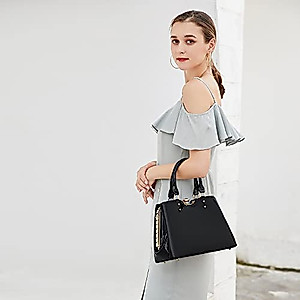 Style Strategy black purses patent leather Satchel handbags for women Top Handle with kiss lock Shoulder bags crossbody for women