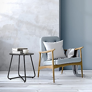 danpinera Outdoor Side Tables with Flower Cut Outs, Weather Resistant Steel Patio Side Table, Small Round Outdoor End Table Metal Side Table for Patio Yard Balcony Garden Black