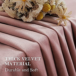 HOMEIDEAS 100% Blackout Velvet Curtains 84 Inches 2 Panels Blush Pink Black Out Curtains for Bedroom Living Room Nursery, Room Darkening Thermal Insulated Grommet Window Drapes, Mauve, W52 x L84
