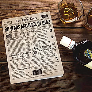 Happy 80 Years Old Birthday Card for Mom Dad, Jumbo Back in 1943 Birthday Card for Grandma Grandpa, 80th Birthday Gift for Old Men Women