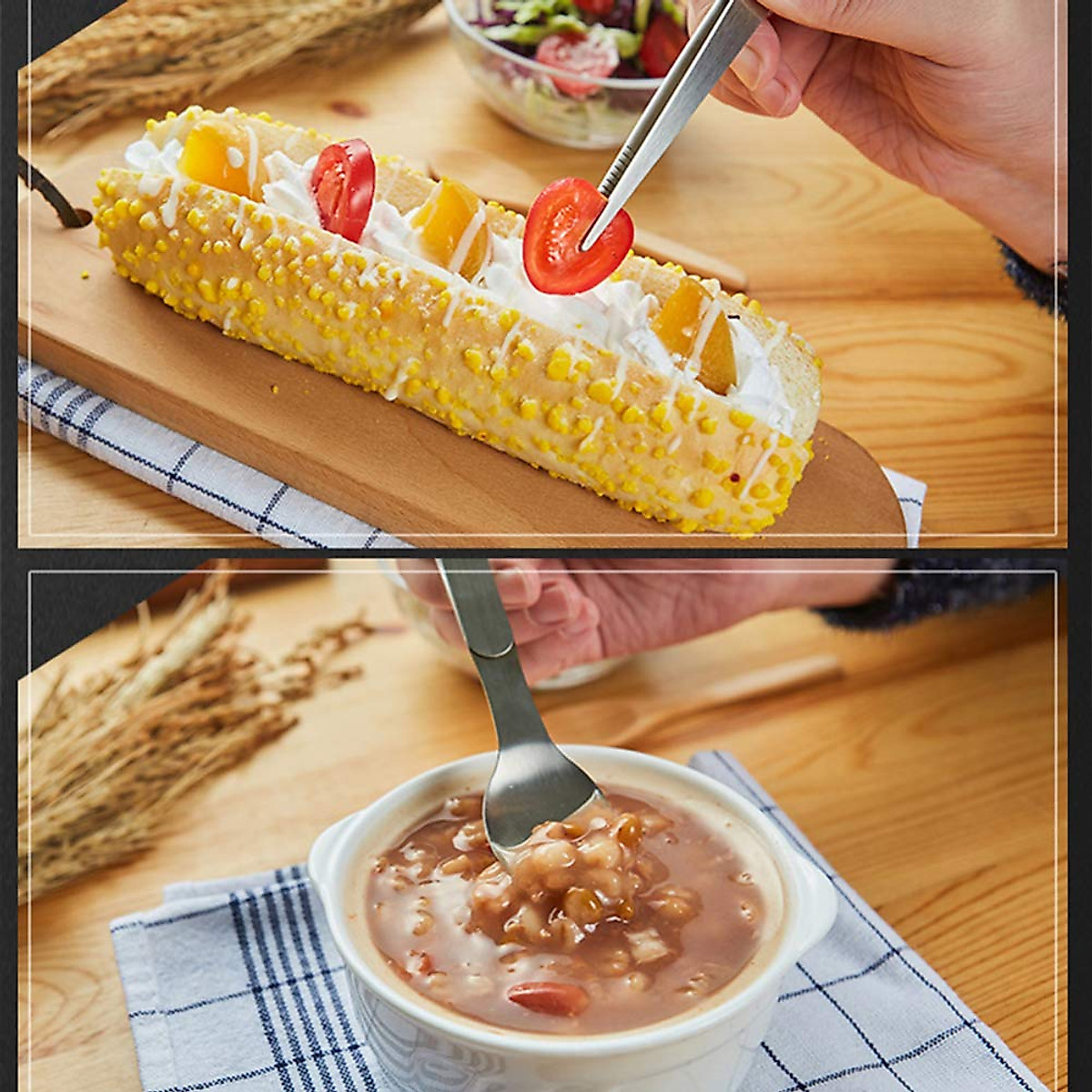 Cabilock Stainless Steel Tasting Spoon Tongs Chef Taste Spoon Espresso Spoons for Dessert Tea Appetizer 17.5x2cm